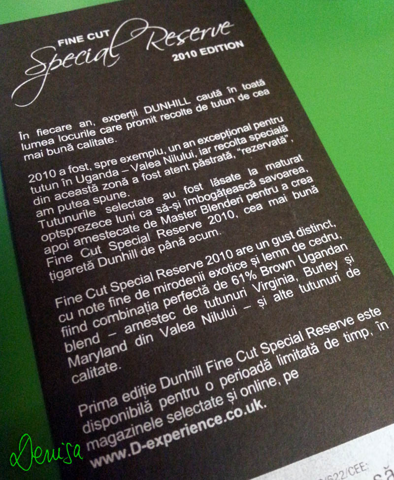 Dunhill Special Reserve – Denisa Lala